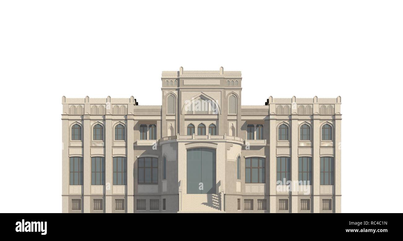 Original design Middle East building isolated on white background 3d ...