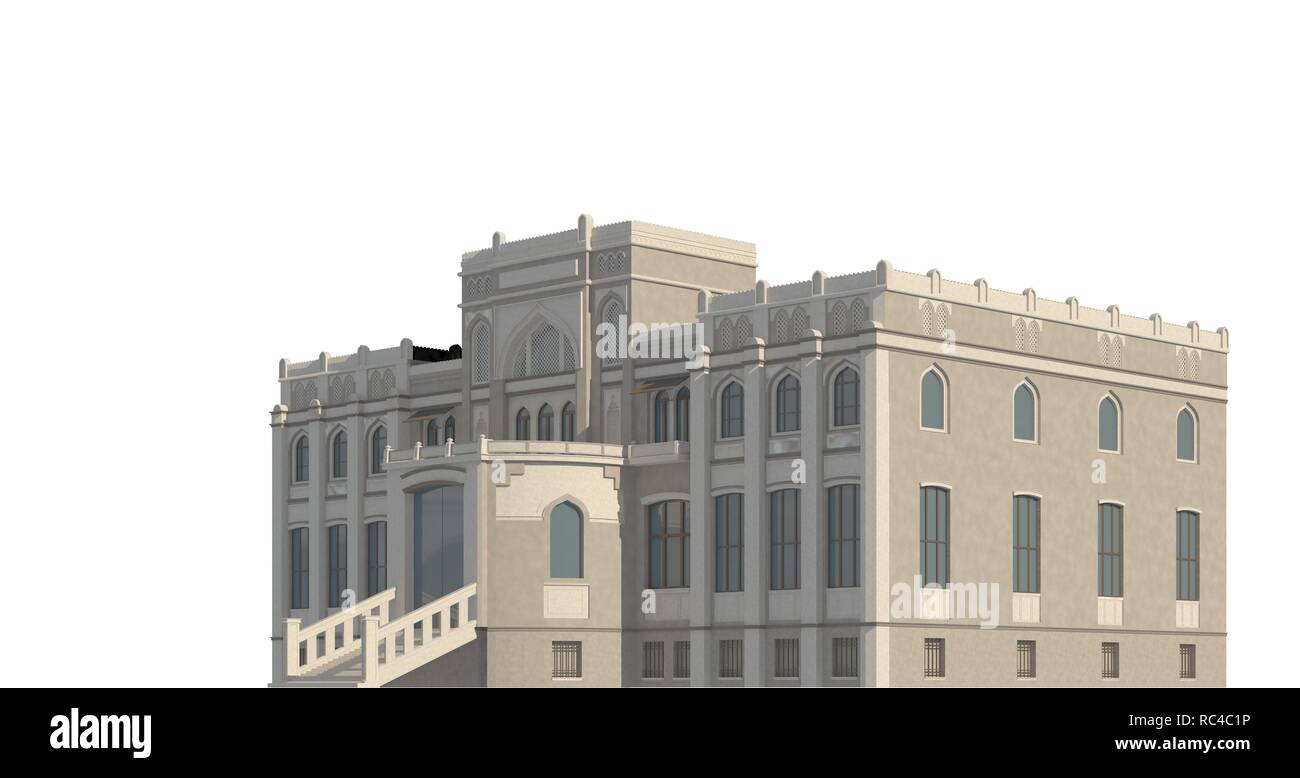 Original design Middle East building isolated on white background 3d ...