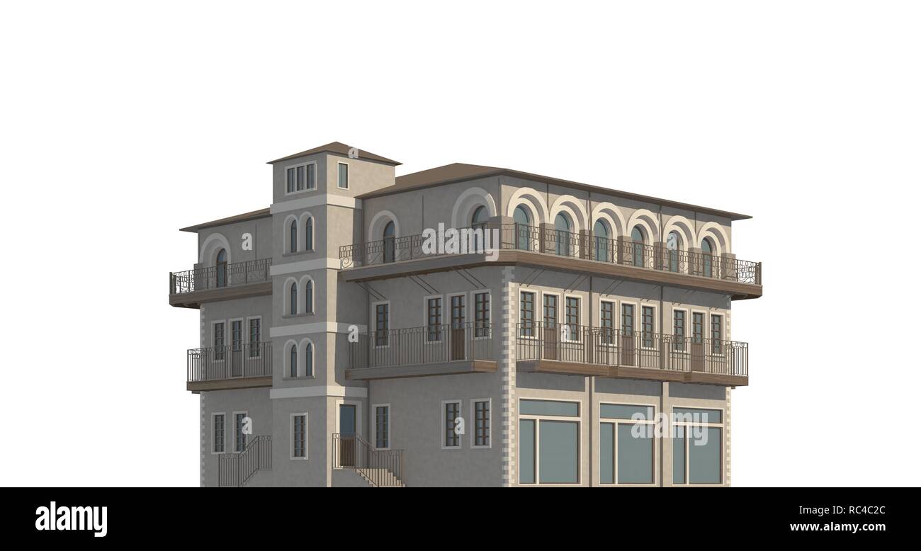 Original design Middle East building isolated on white background 3d ...
