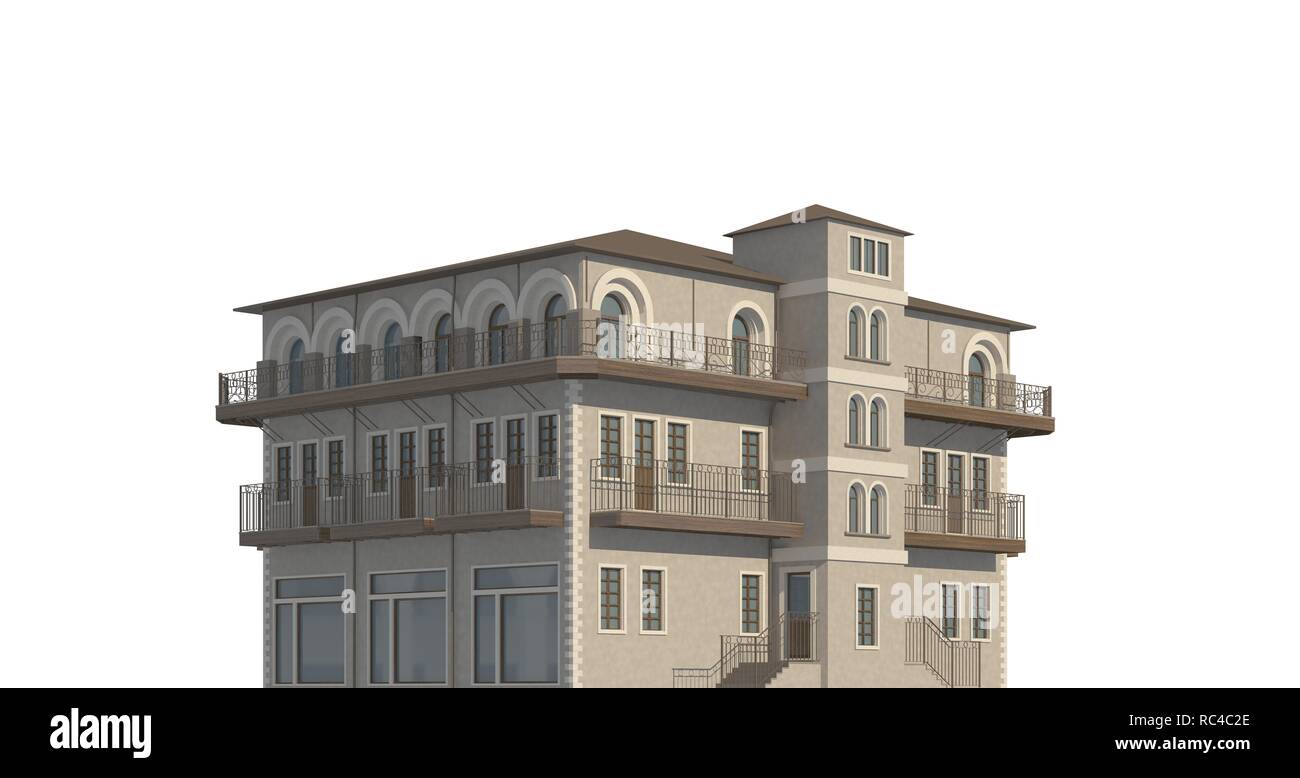 Original design Middle East building isolated on white background 3d ...