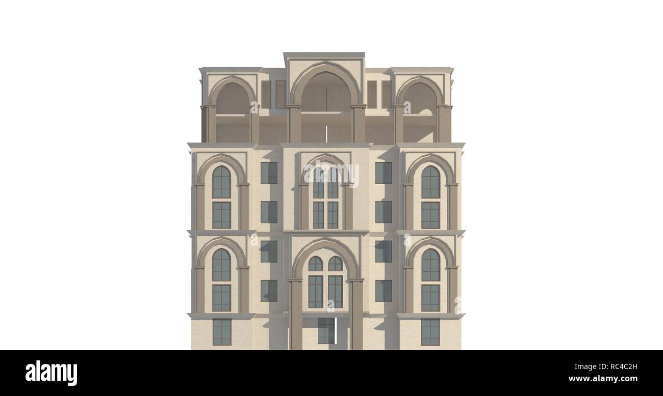 Original design Middle East building isolated on white background 3d ...