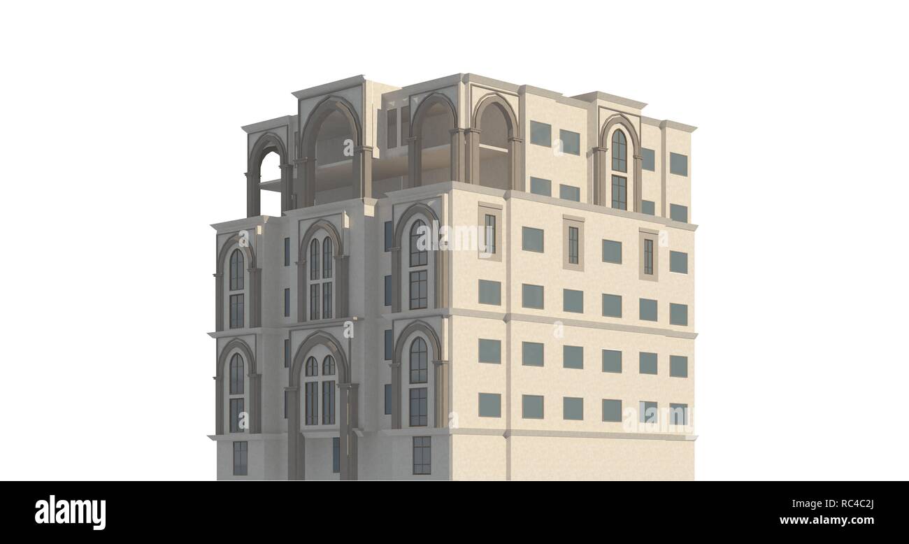 Original design Middle East building isolated on white background 3d ...