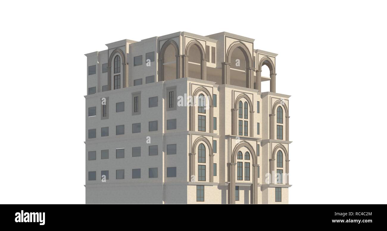 Original design Middle East building isolated on white background 3d ...