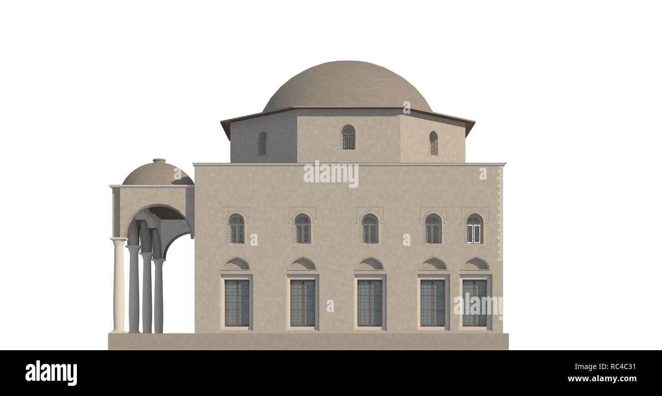 Original design Middle East building isolated on white background 3d ...