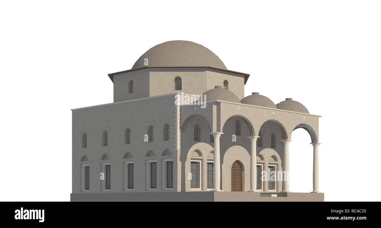 Original design Middle East building isolated on white background 3d ...