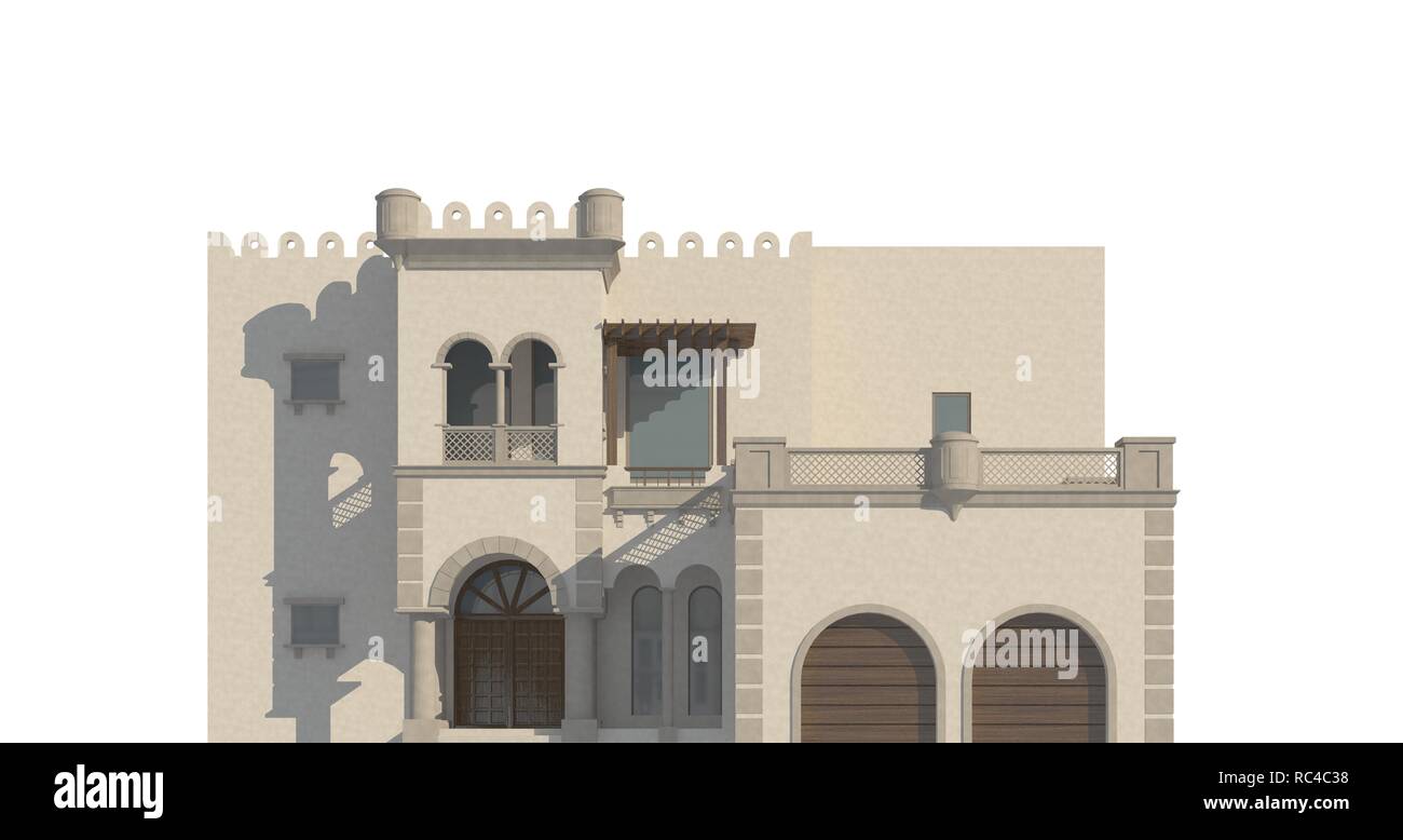 Original design Middle East building isolated on white background 3d ...