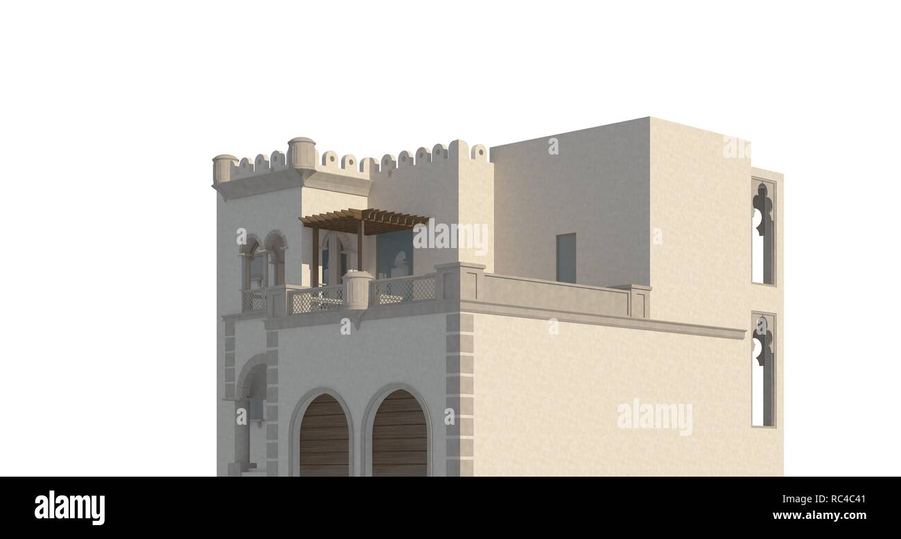 Original design Middle East building isolated on white background 3d ...