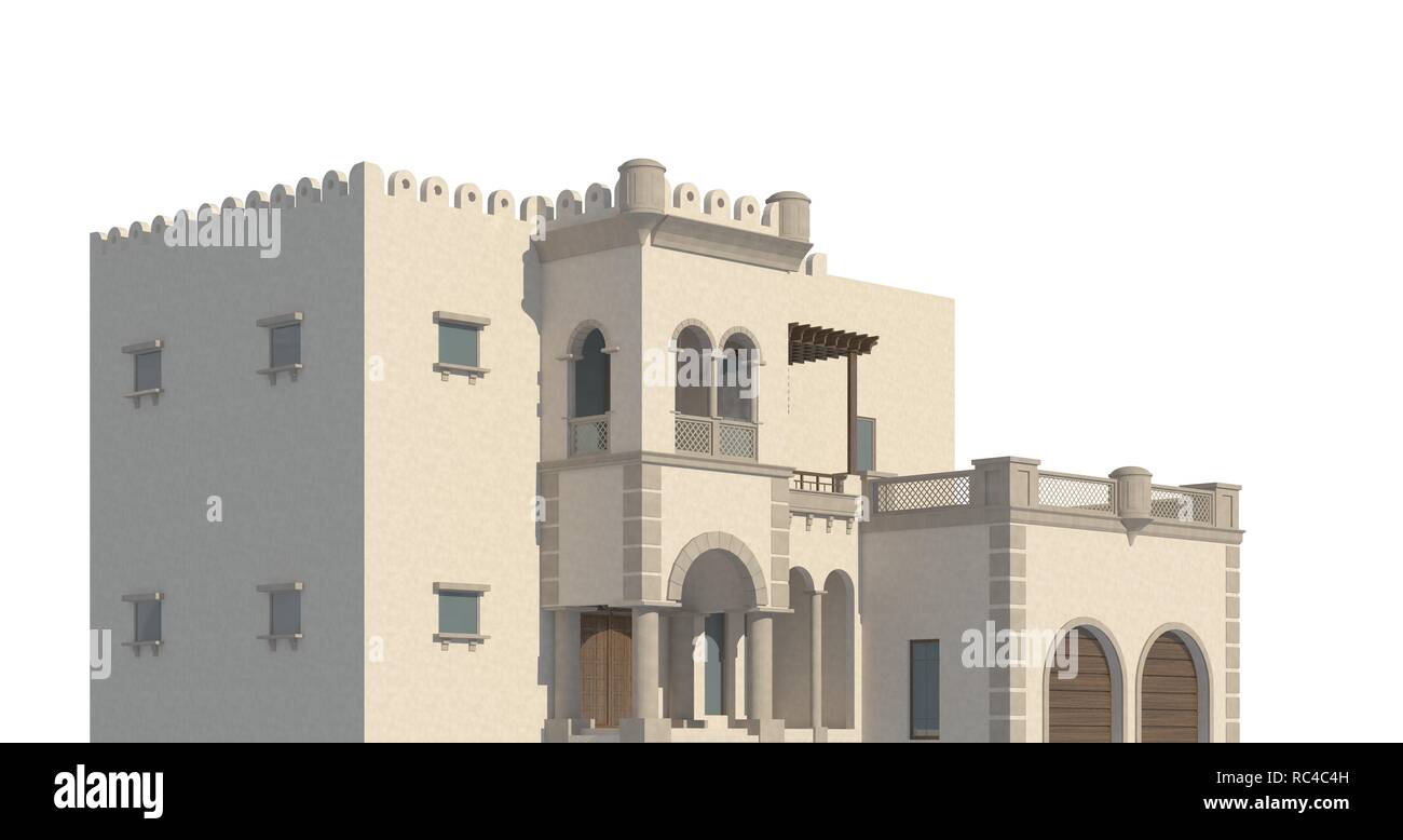 Original design Middle East building isolated on white background 3d ...