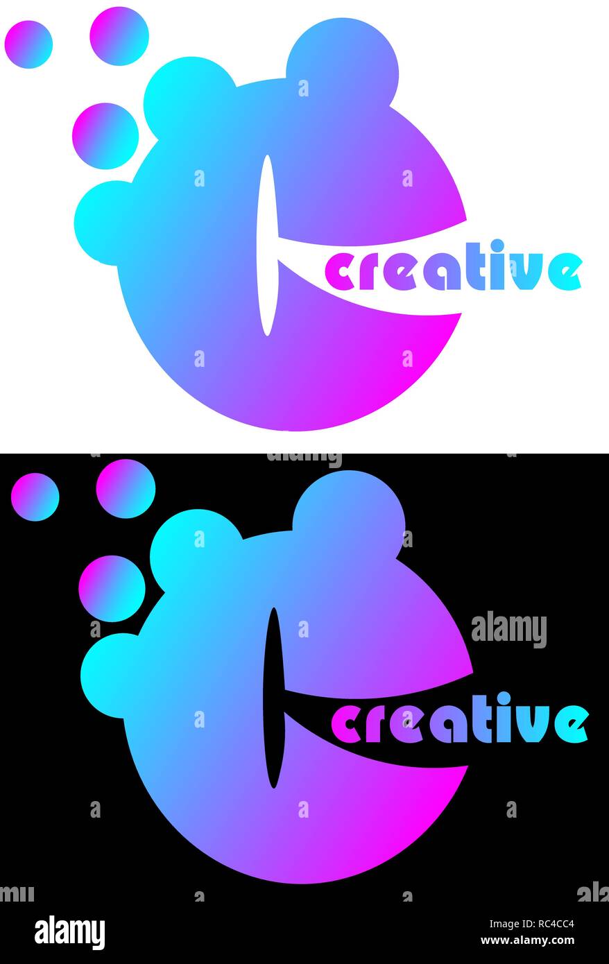 blob letter with gradient shading and the words creative logo for ...