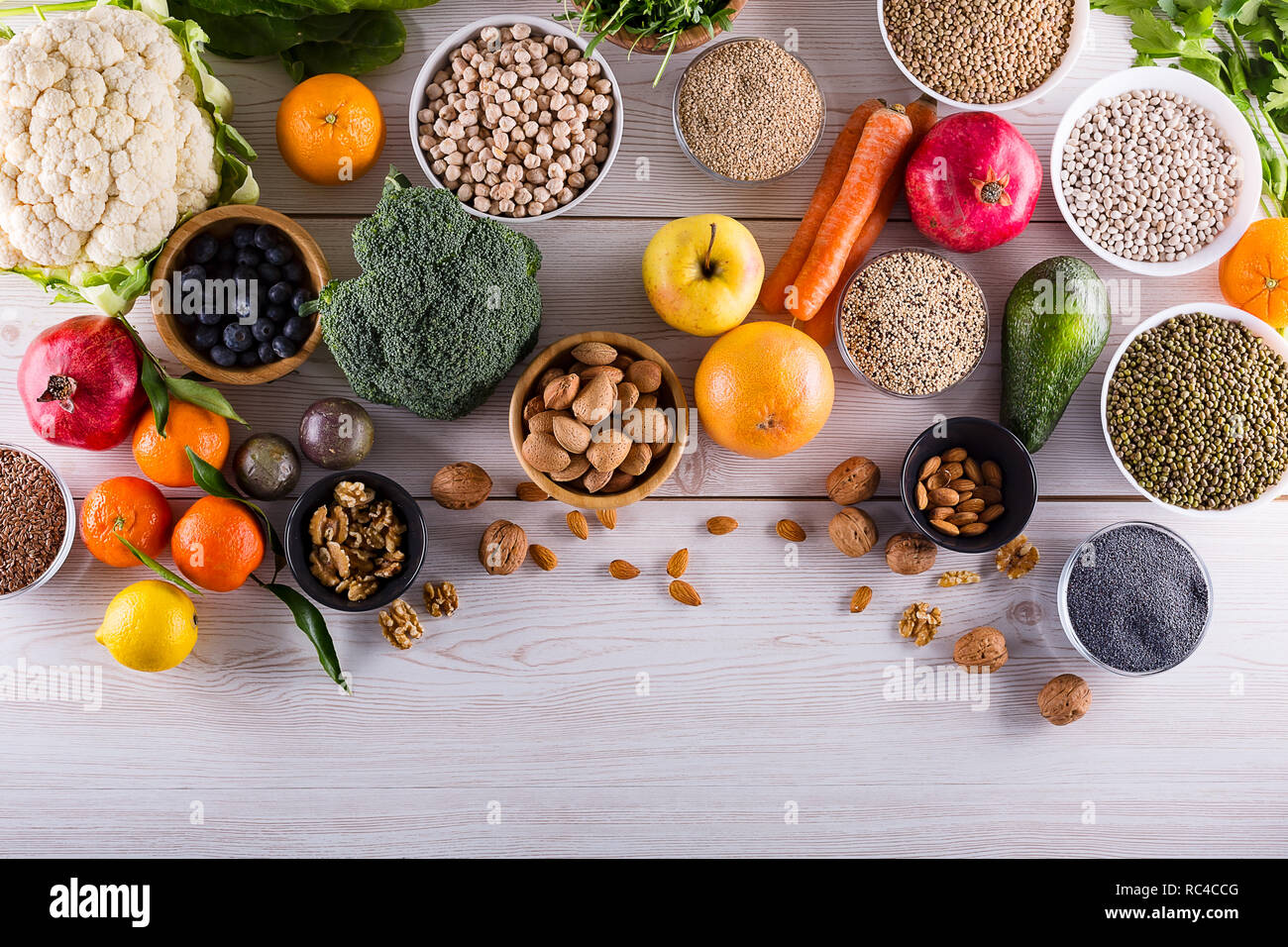 Top view of selected healthy and clean foods Stock Photo - Alamy