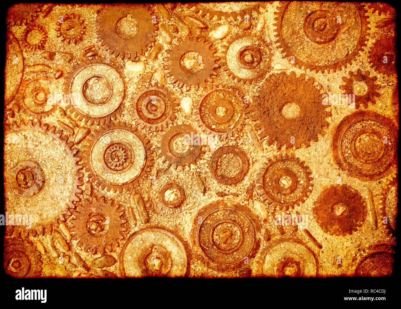 Grunge background with paper texture and vintage machine gears and ...