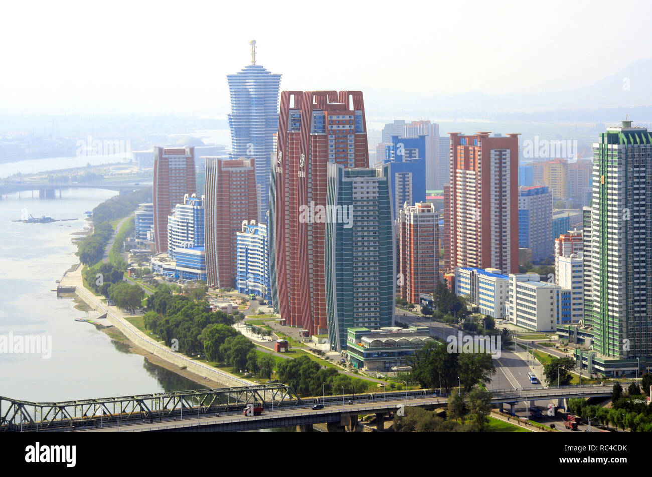NORTH KOREA, PYONGYANG - SEPTEMBER 25, 2017: Aerial view of new ...