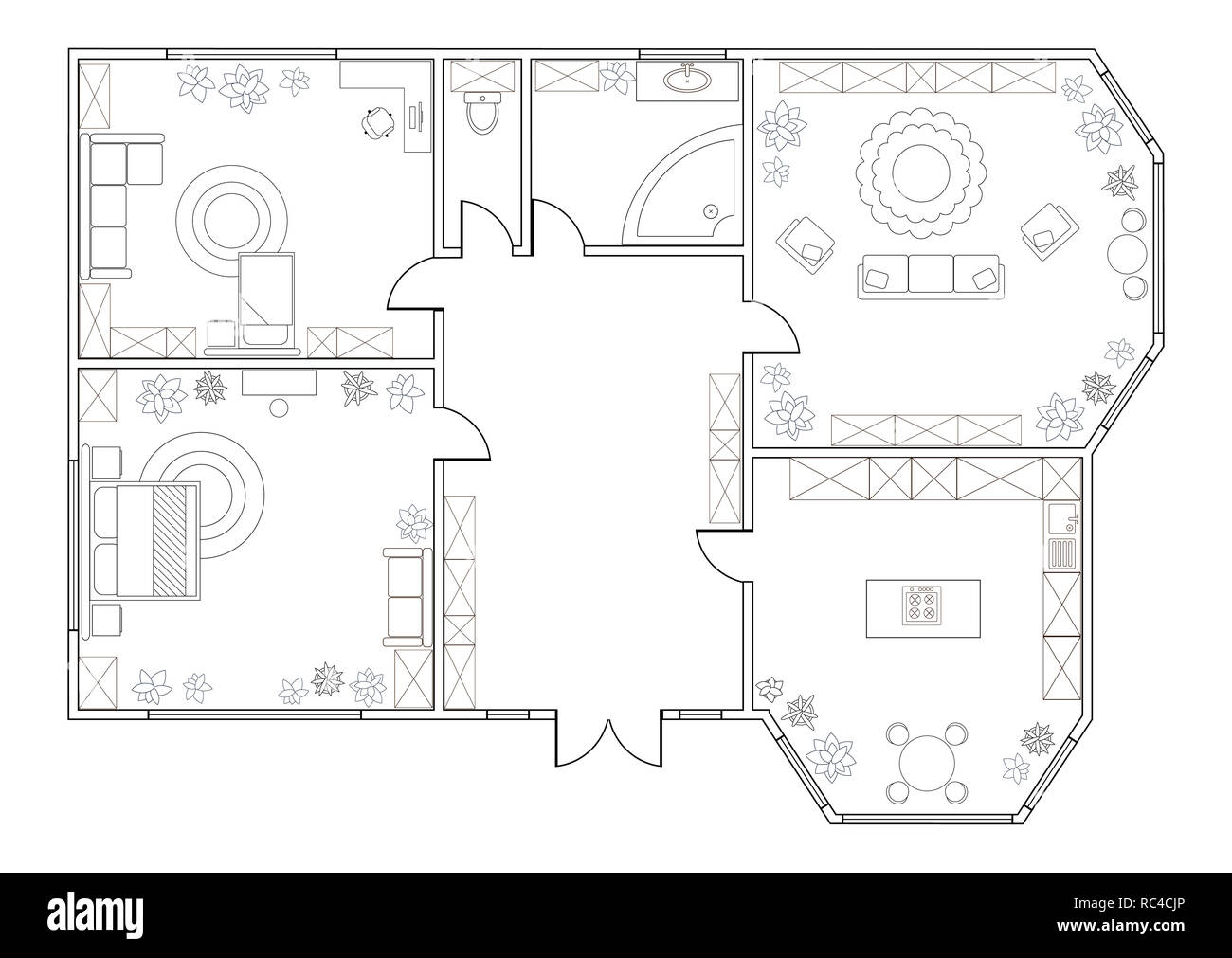 Interior outline sketch vector hi-res stock photography and images - Alamy