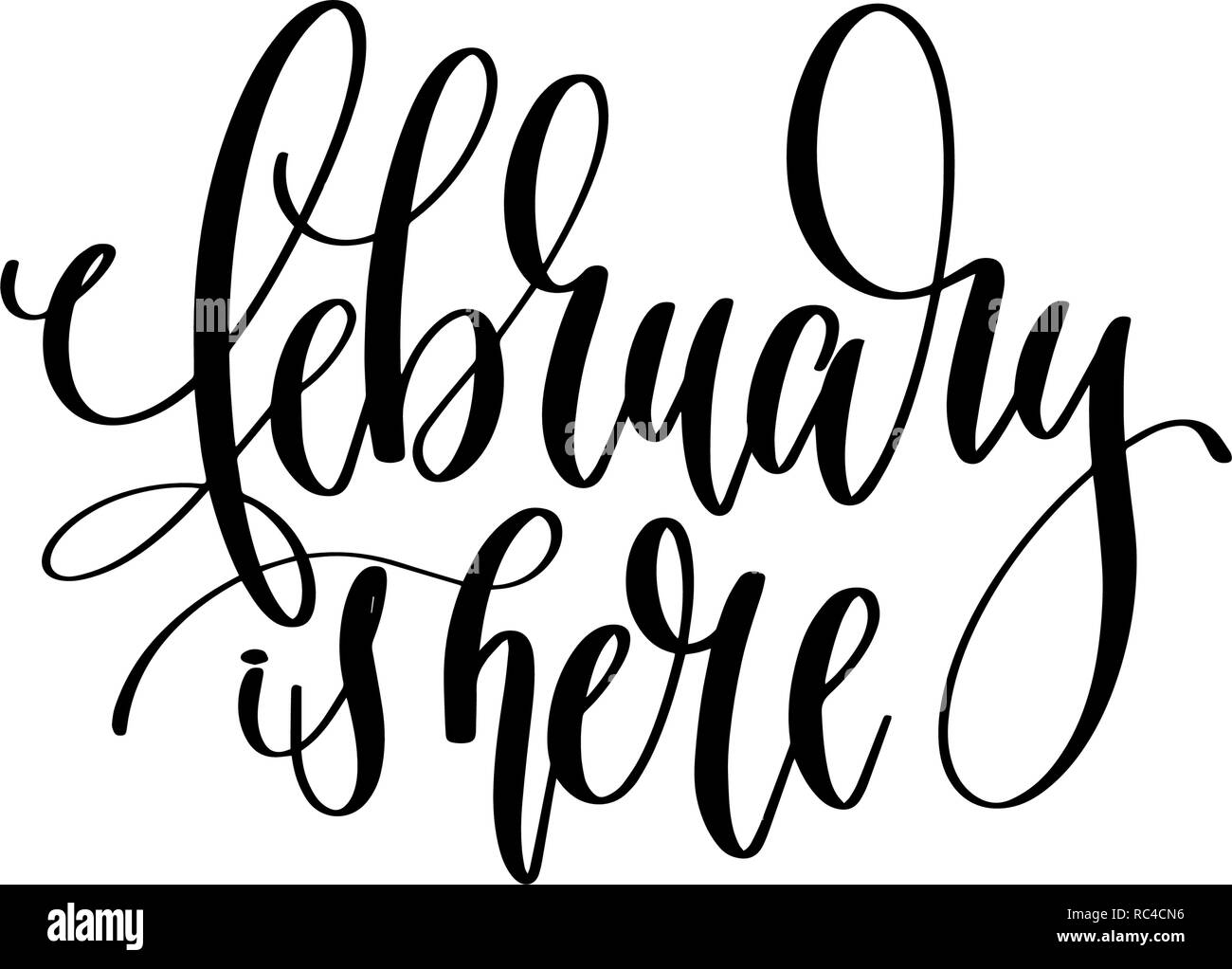 february is here - hand lettering inscription text Stock Vector Image ...
