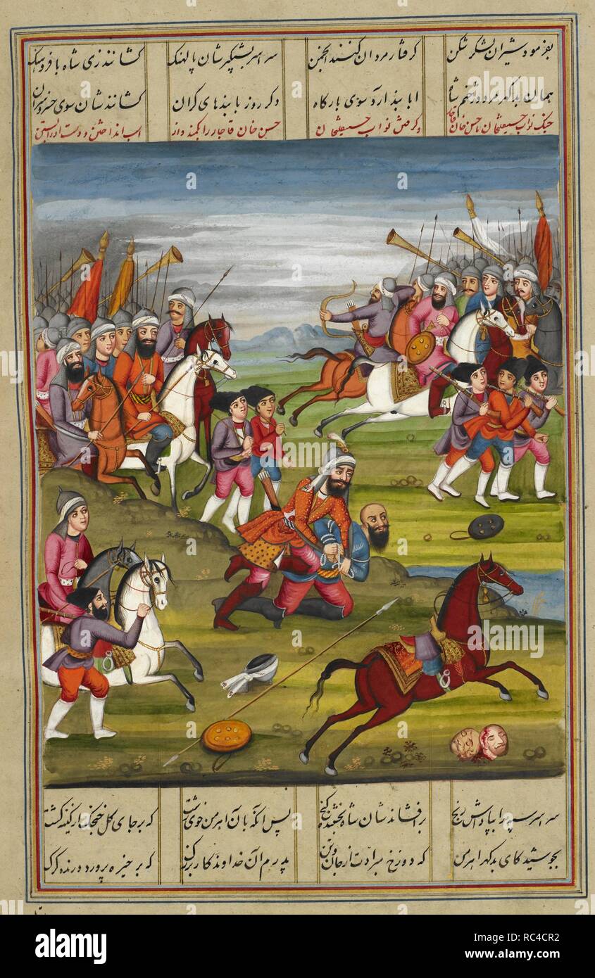 Hasan Khan Qajar taken prisoner and his hands bound behind him by ...