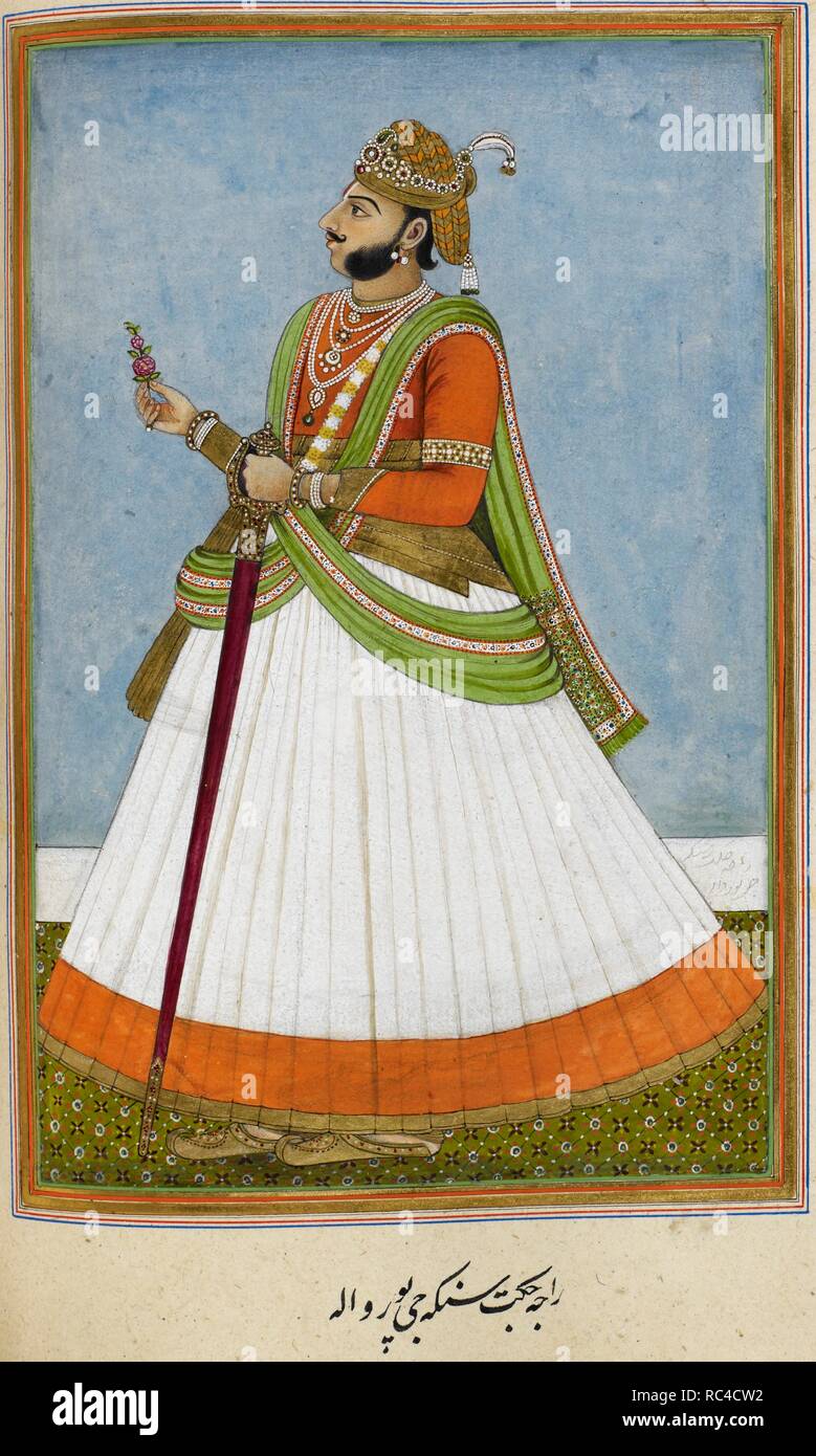 Portrait of Maharaja Jagat Singh of Jaipur (r.1803-1818). Tazkirat al ...