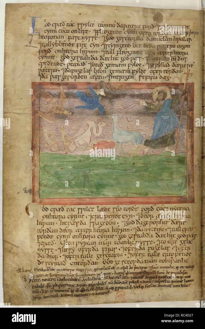 Creation of the Fish and Fowl. Old English Illustrated Hexateuch ...