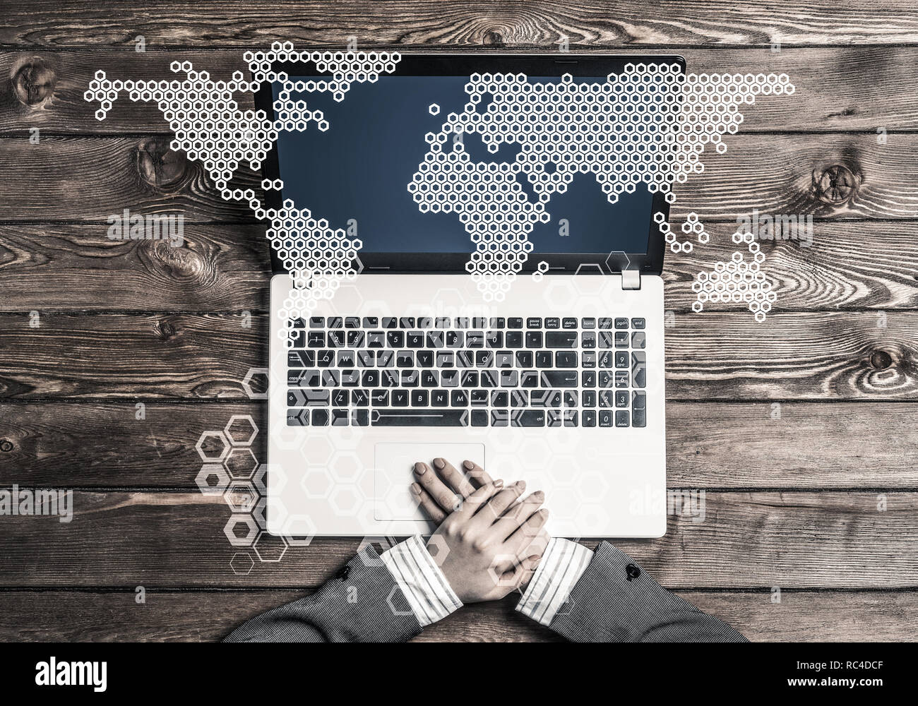 Business workplace with laptop device and media user interface Stock ...
