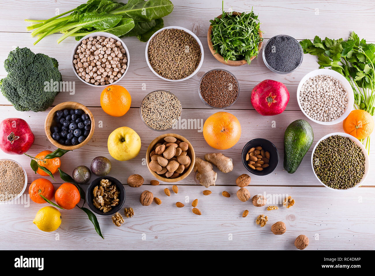 Top view of selected healthy and clean foods Stock Photo - Alamy