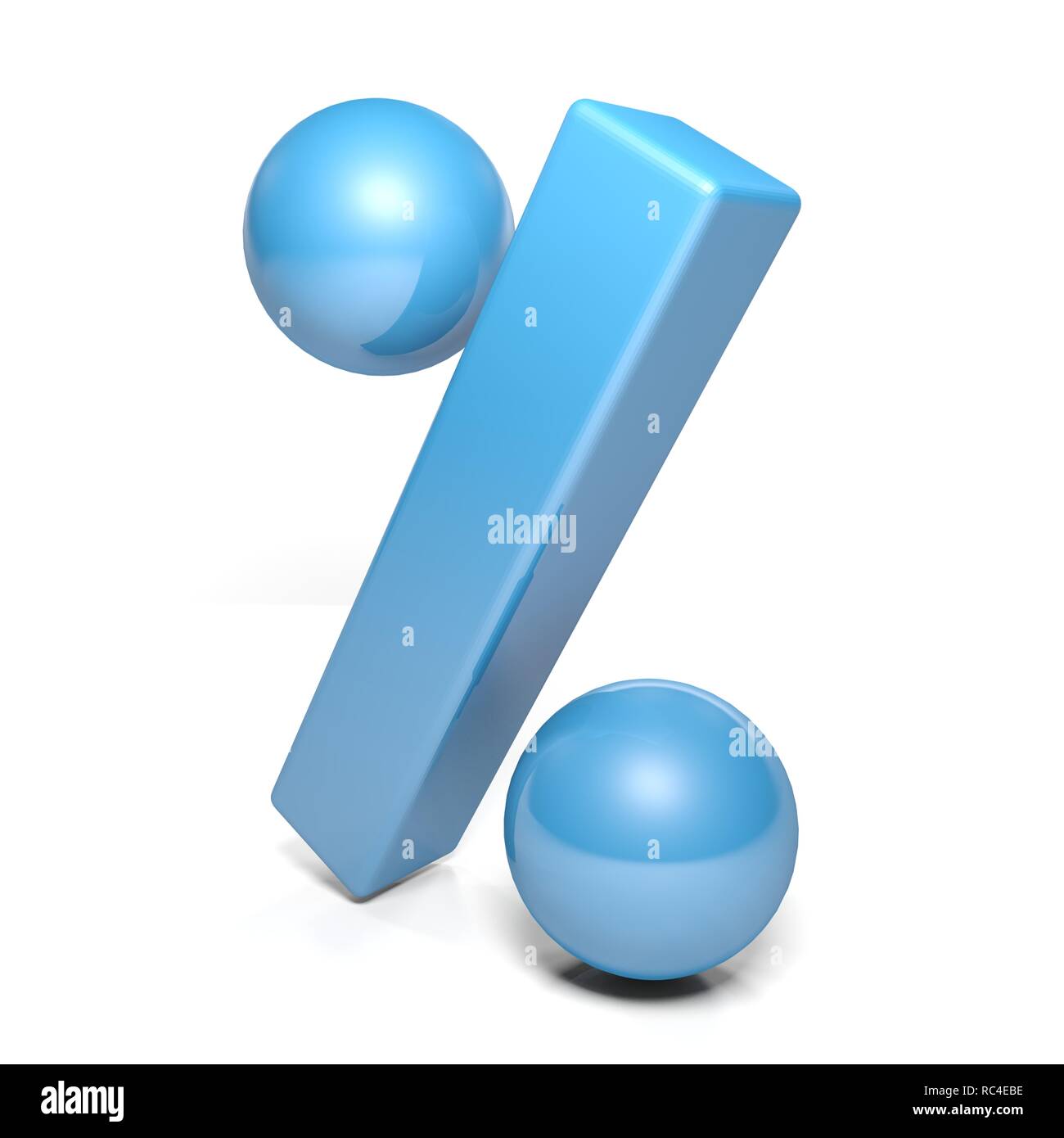 Blue percentage sign on white background - 3D rendering illustration ...