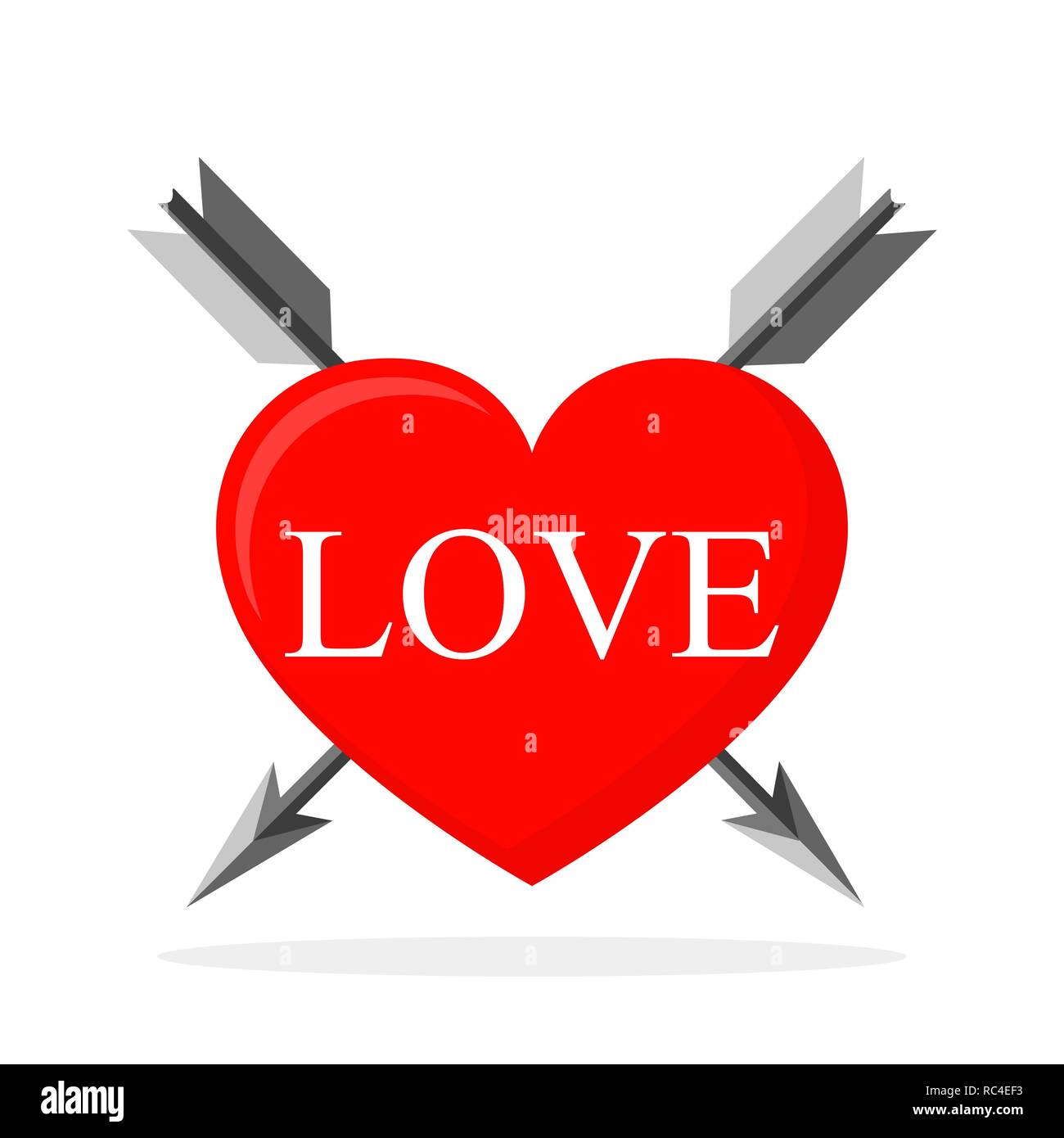 Heart with arrows and Love lettering. Vector illustration. Concept of ...