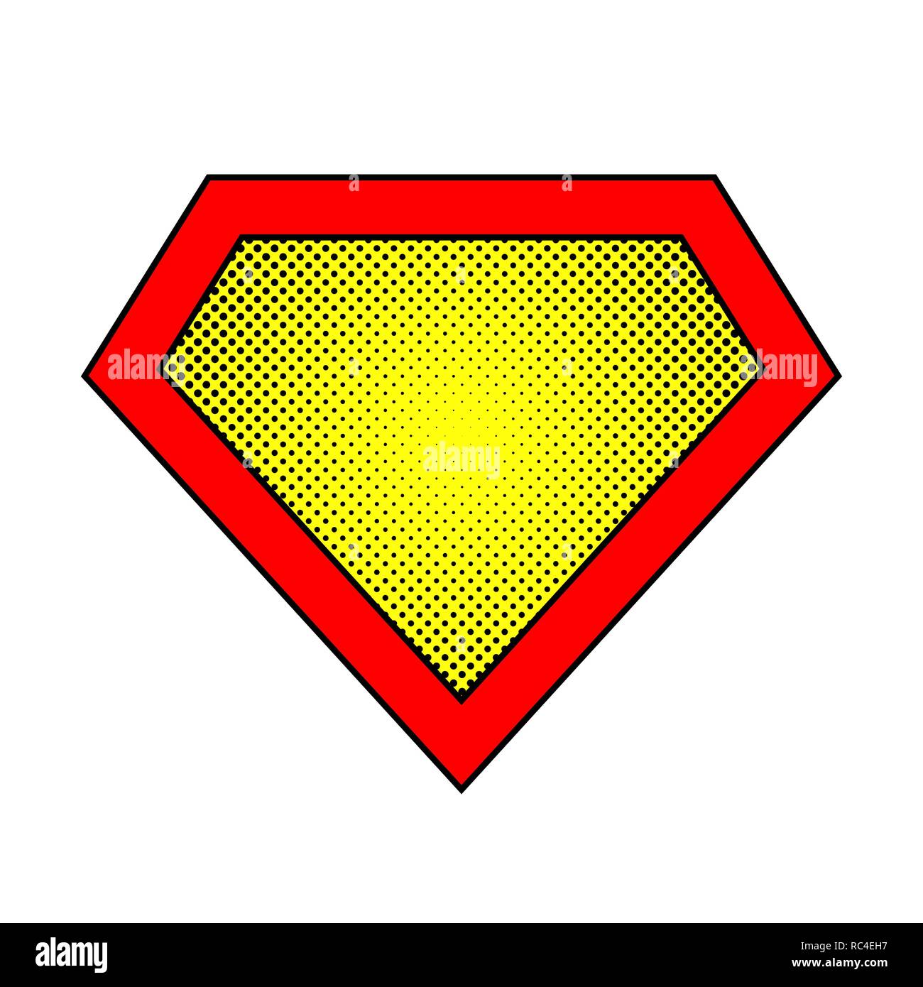 Bright superhero color logo with halftone effect, on white background ...