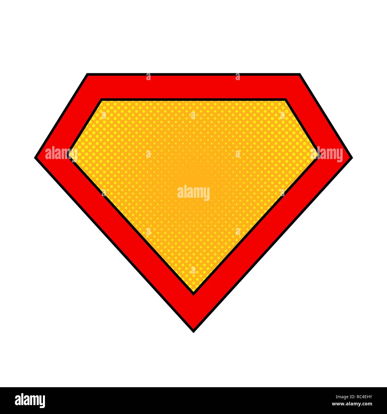 Bright superhero color logo with halftone effect, on white background ...