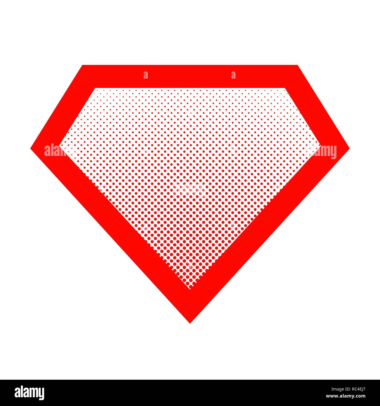 Bright superhero color logo with halftone effect, on white background ...