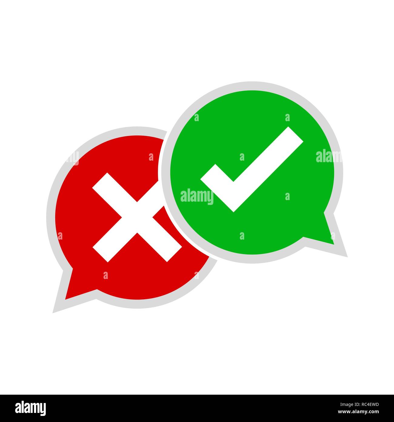 Yes and No check marks. Vector illustration. Red and green check marks on white background Stock ...