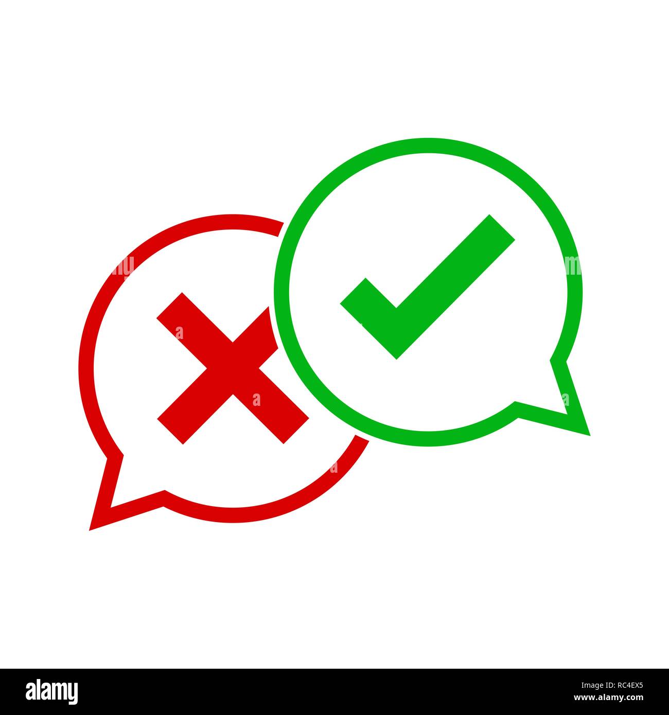 Yes and No check marks. Vector illustration. Red and green check marks on white background Stock ...