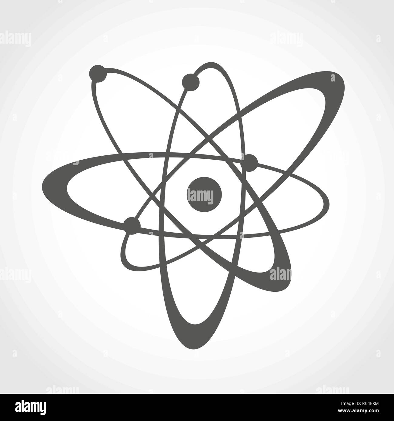Atom icon in flat design. Gray molecule symbol or atom symbol isolated ...