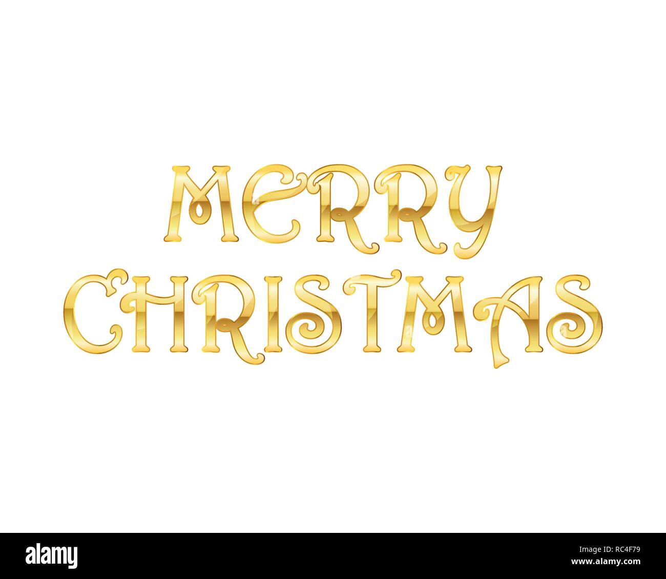 Merry Christmas golden text on white background. Vector illustration ...