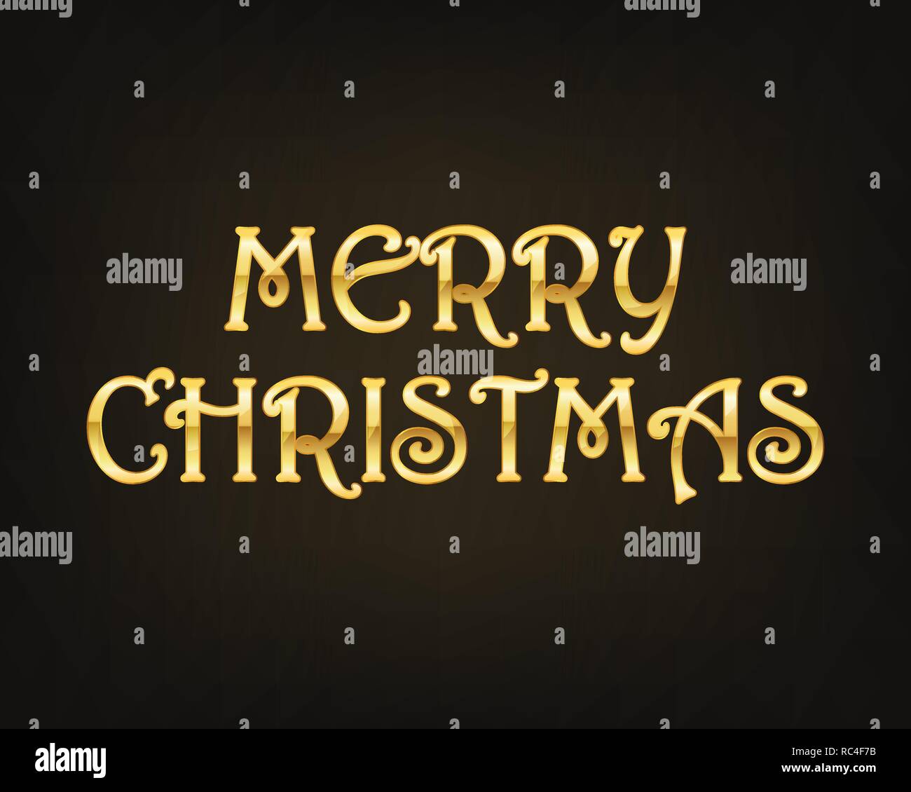 Merry Christmas golden text on black background. Vector illustration ...