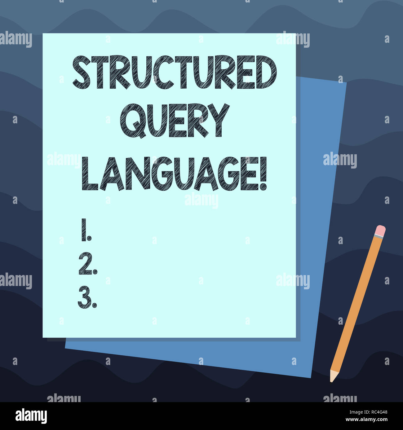 Handwriting text writing Structured Query Language. Concept meaning computer language for ...