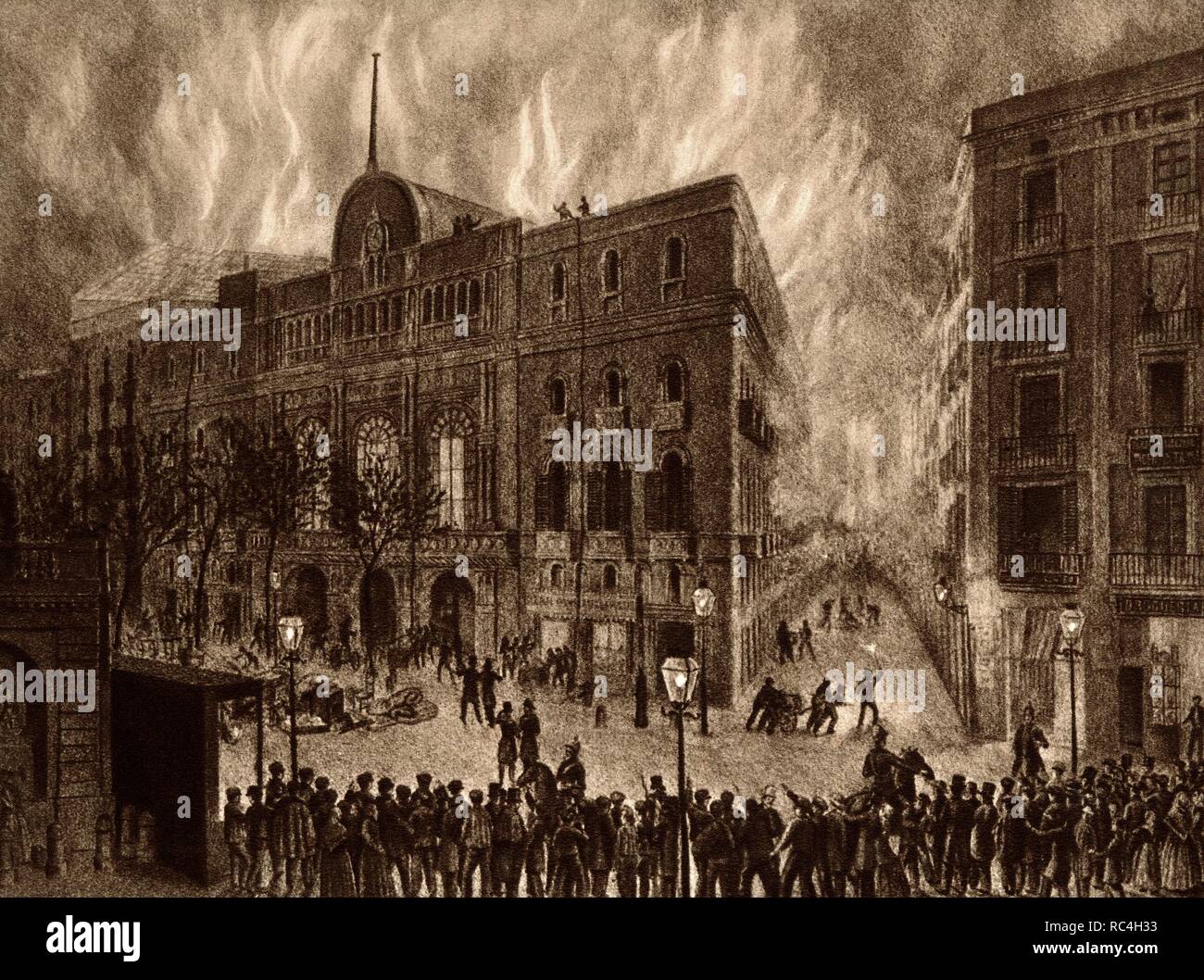 Incendio del Gran Teatro del Liceo el 9 de abril de 1861 Stock Photo ...