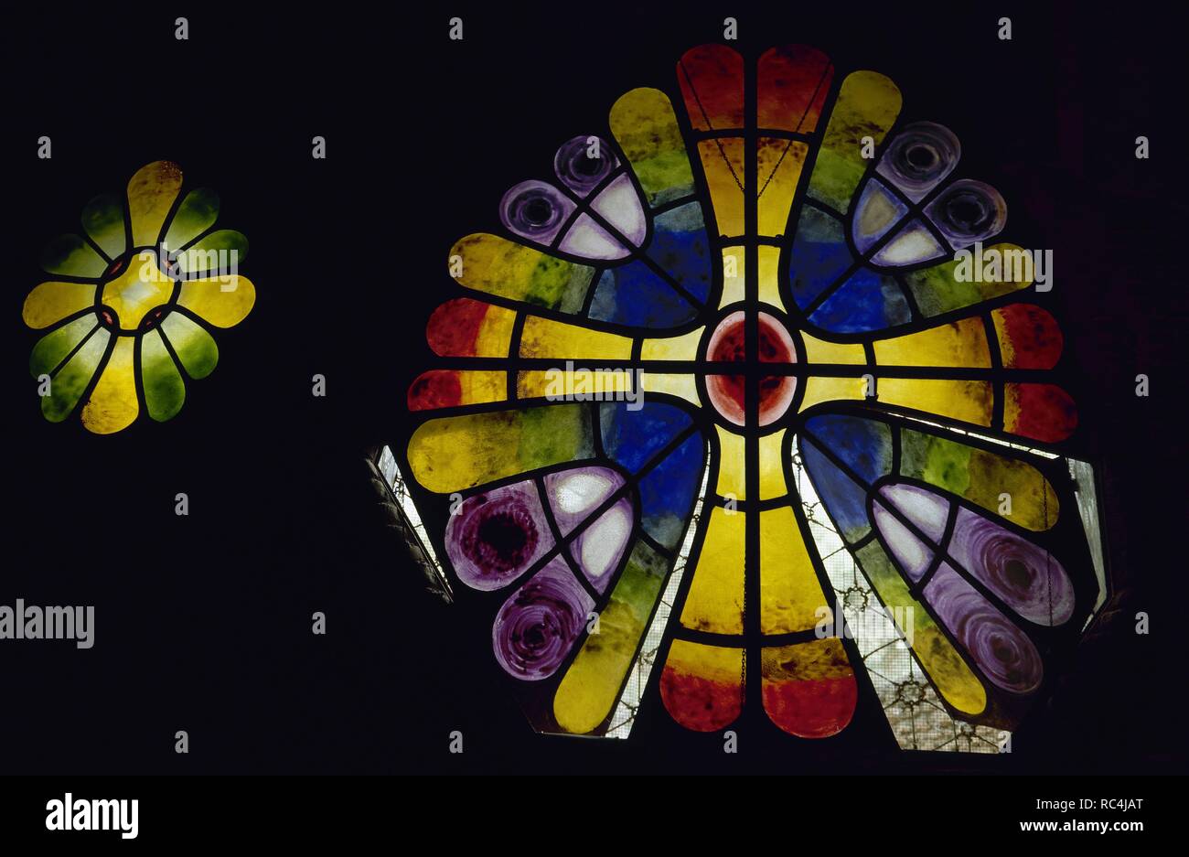 Antonio Gaudi (1852-1926). Catalan architect. Stained glass window ...