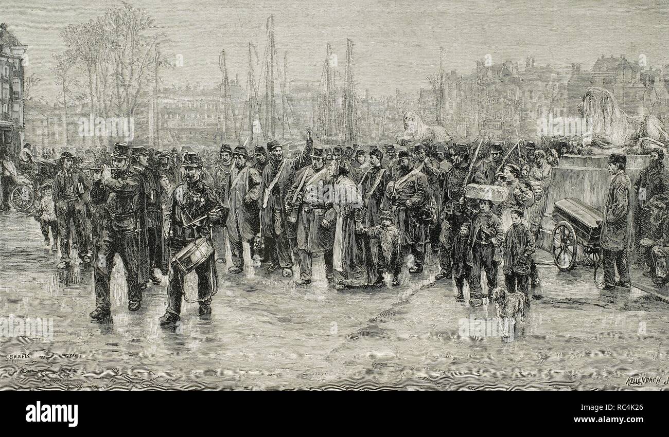 Colonialism. 19th century. Holland. Rotterdam. Troops destined for the ...