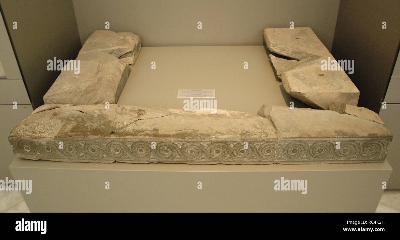 Mycenaean art. 14th century B.C. Greece. Stone podium where was placed ...