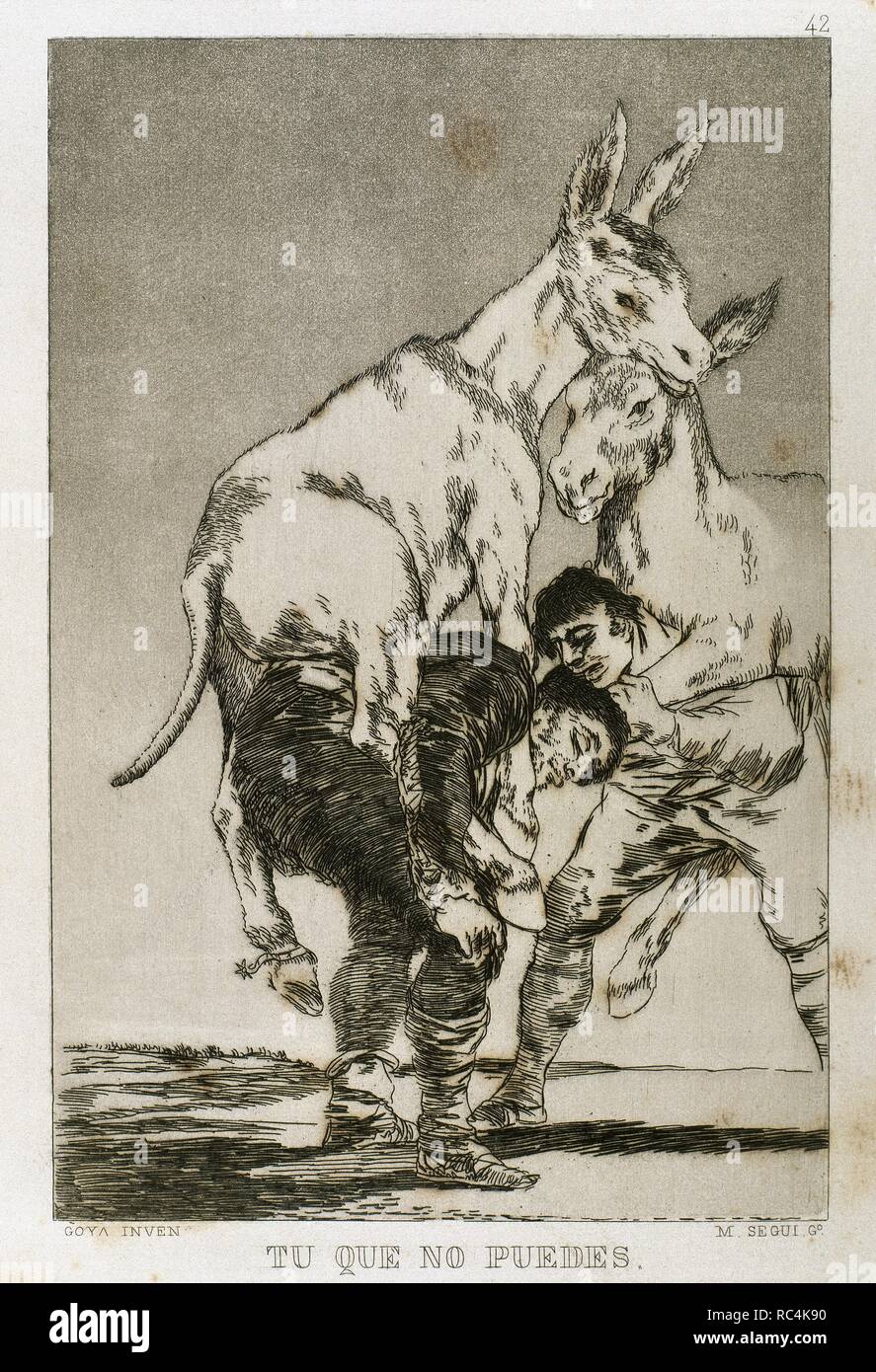 Francisco Goya (1746-1828). Caprices. Plaque 42. Thou who cannot. 18th ...