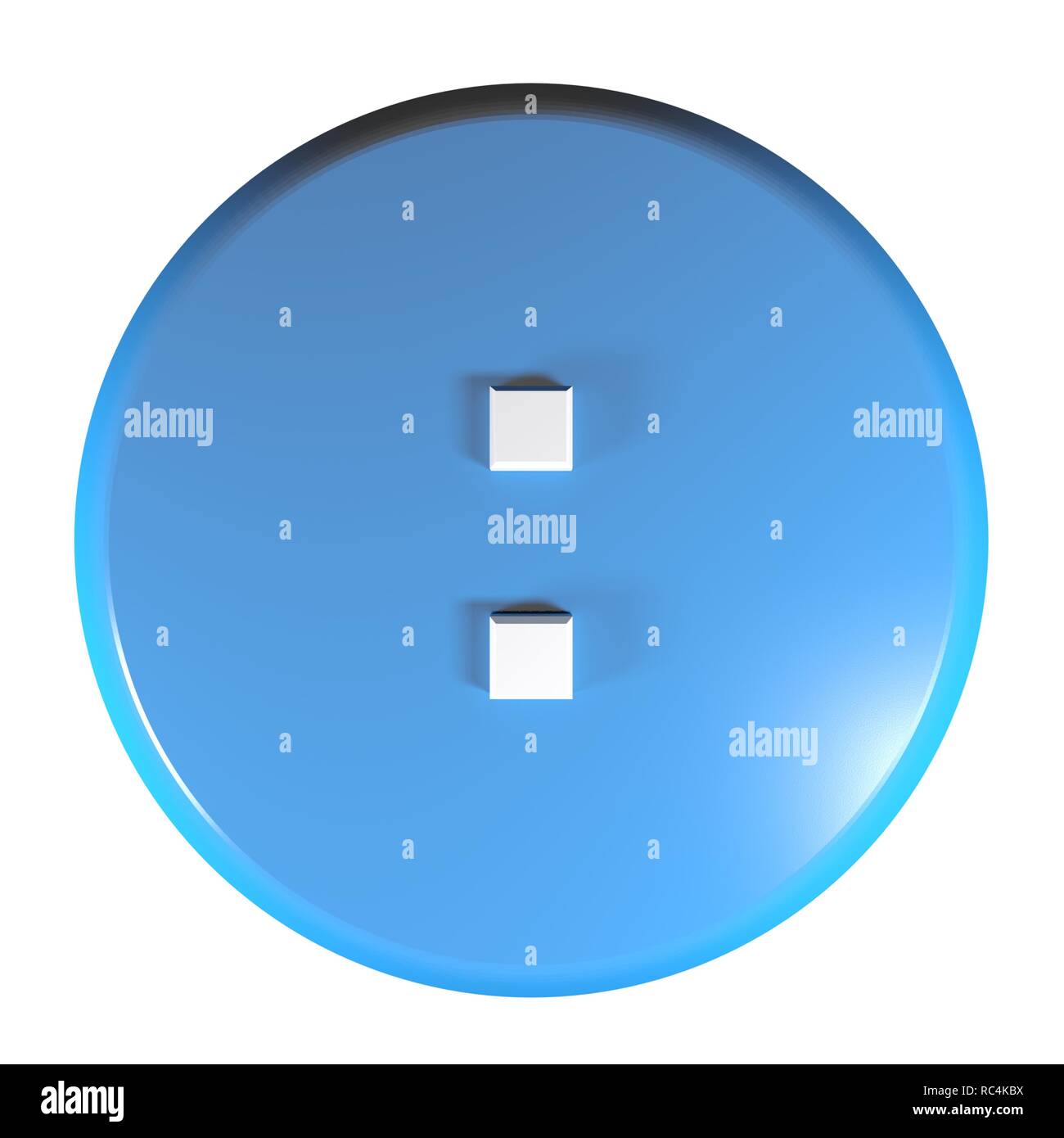 Blue circle push button with the sign : for the division operation - 3D ...