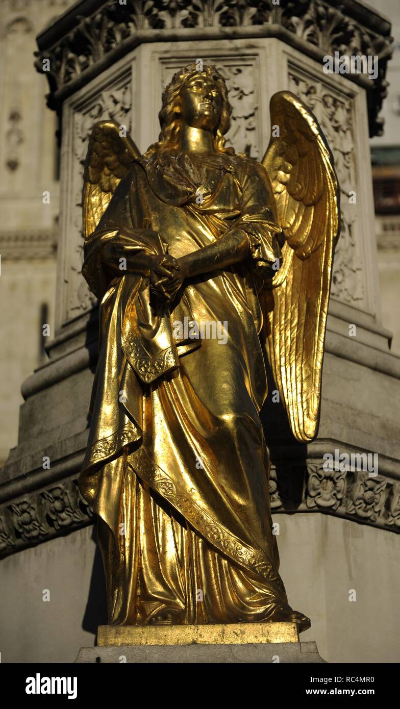 Croatia. Zagreb. Holy Mary's column with angels and fountain by the ...