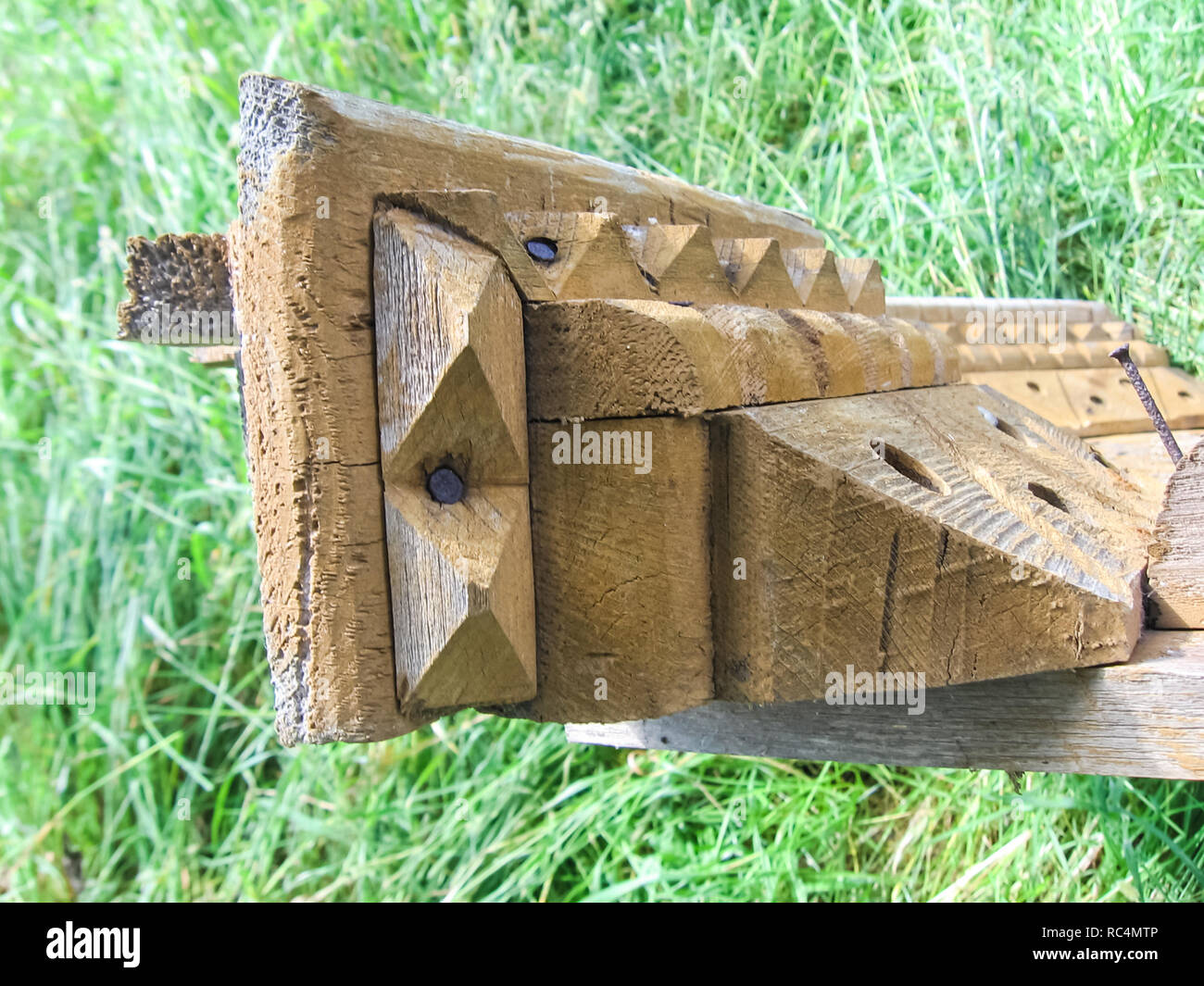 The device of a wooden clypeus. Clypeus window Stock Photo - Alamy