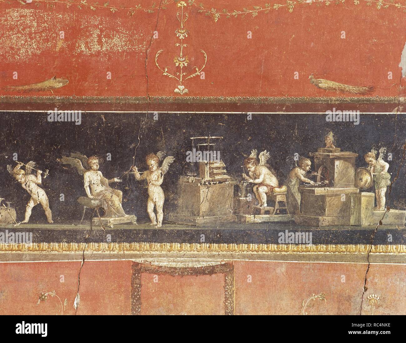 Italy. Pompeii. Triclinium of The House of the Vettii. Frieze of the ...