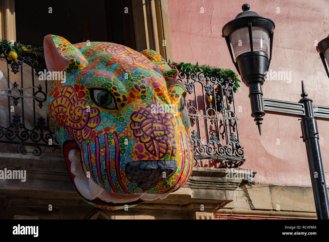 Jaguar balcony at downtown Oaxaca, Mexico Stock Photo - Alamy