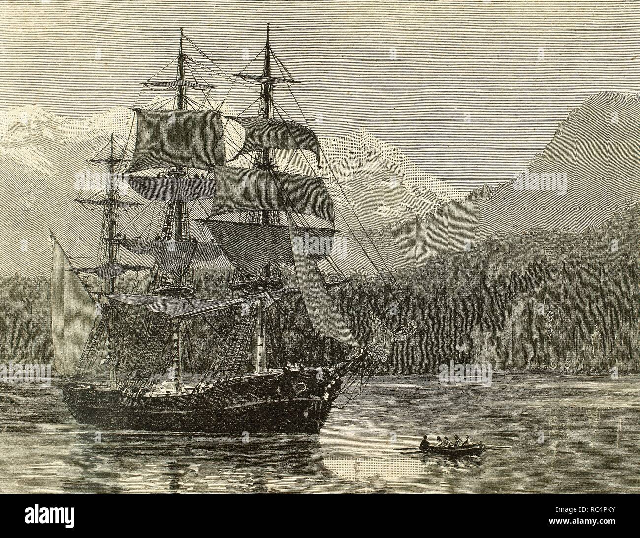Canada. British Columbia. Port Moody. Arrival of a ship from Britain ...