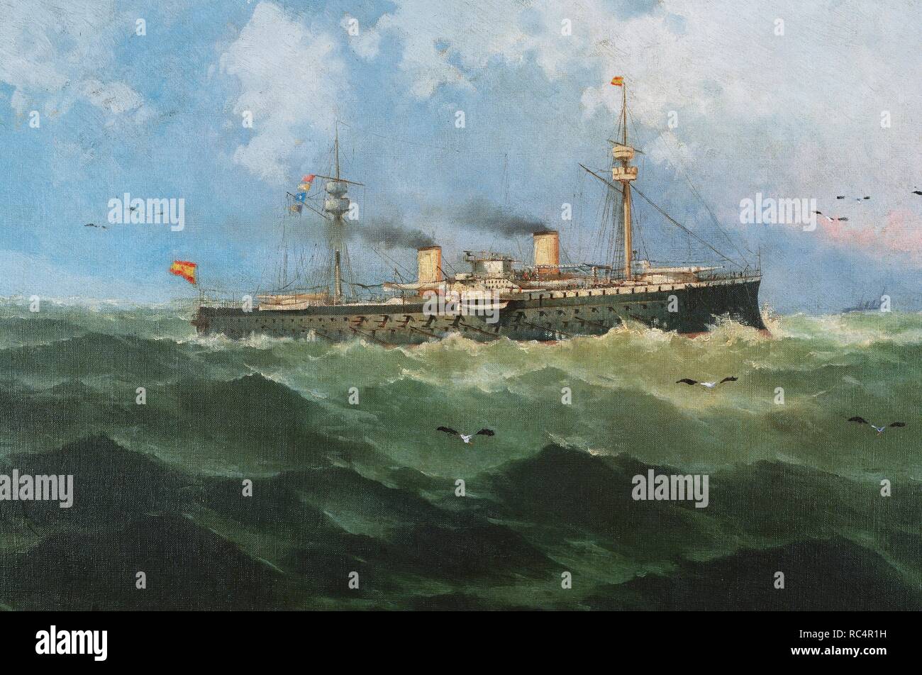 Spanish battleship Pelayo.1888-1925. Painting by Francisco Hernandez ...