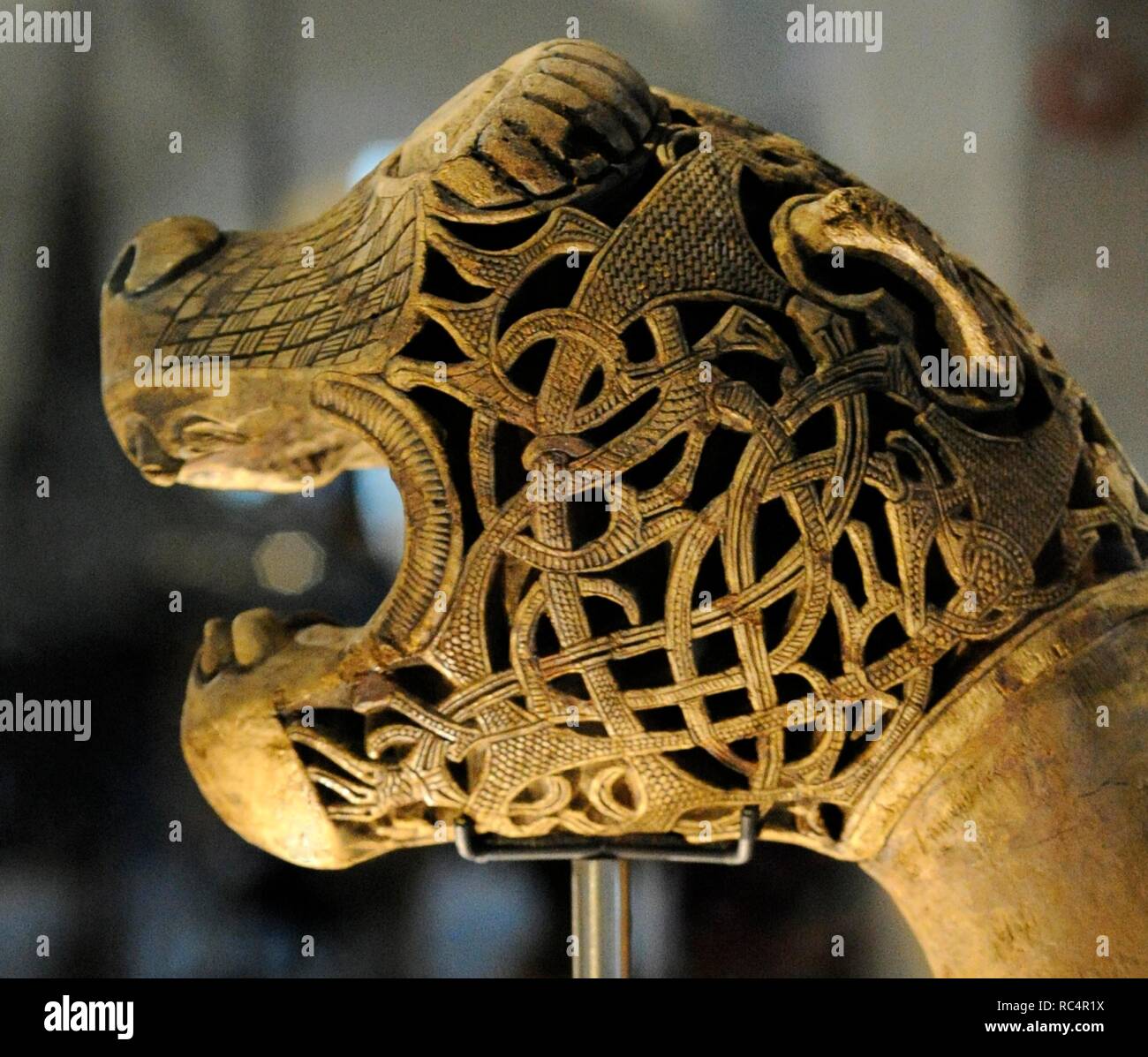 Animal-head post carved in wood. Found in the Tomb of the Boat of ...