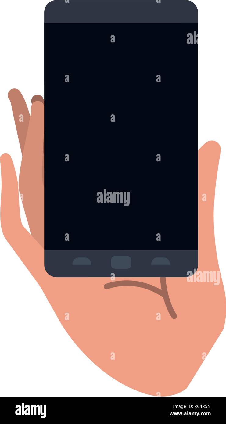hand with smart phone isolated icon Stock Vector Image & Art - Alamy