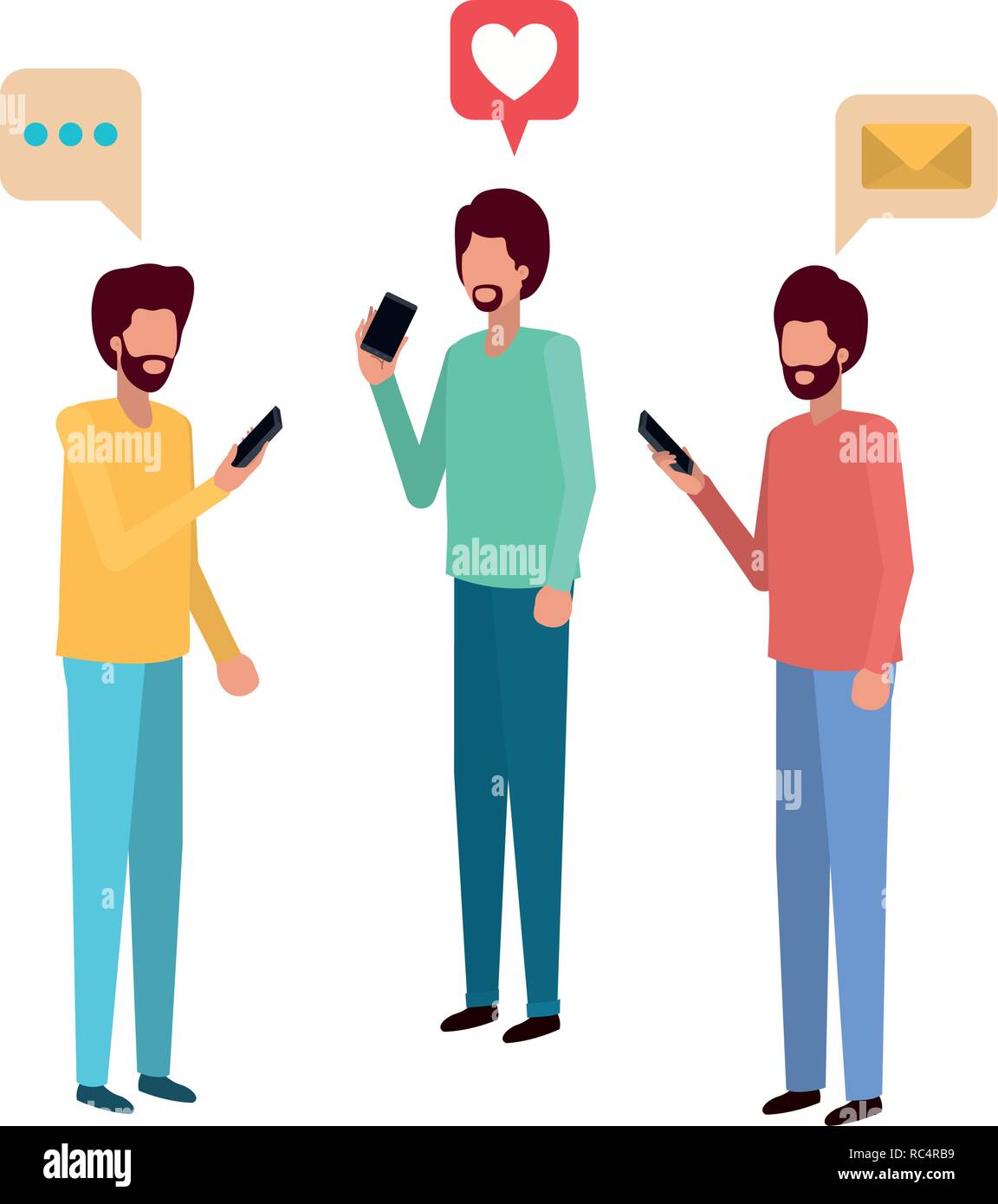 men with smartphone and speech bubble character Stock Vector Image ...
