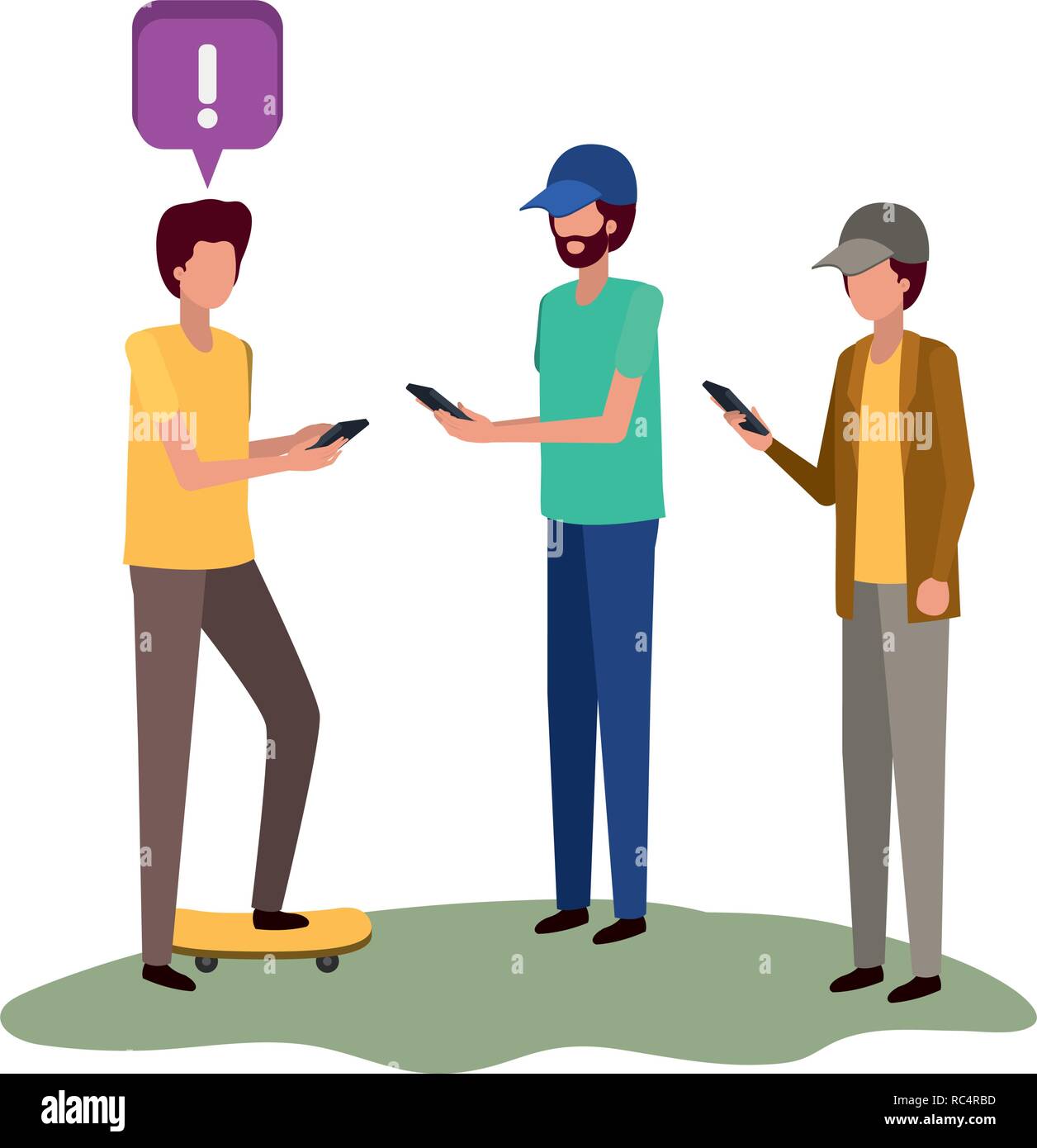 men with smartphone and speech bubble character Stock Vector Image ...